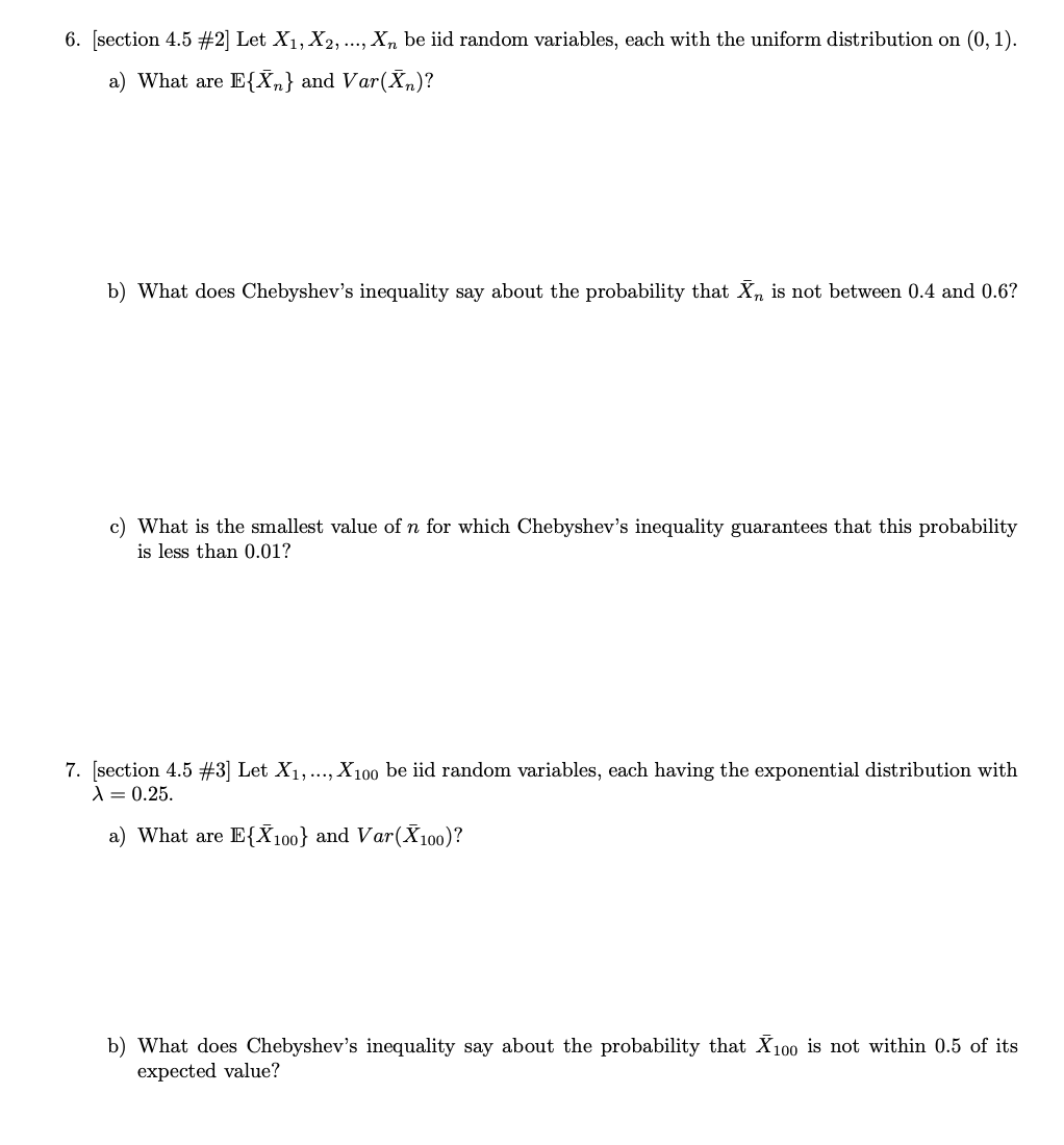 Solved 6. [section 4.5 #2] Let X1, X2, ..., Xn be iid random | Chegg.com