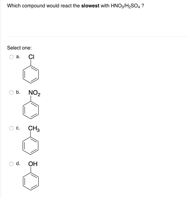 Solved Which Compound Would React The Slowest With