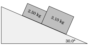 Solved A 2.50-kg block and a 3.10-kg block slide down a | Chegg.com