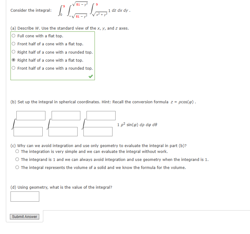 Solved Consider the integral: | Chegg.com