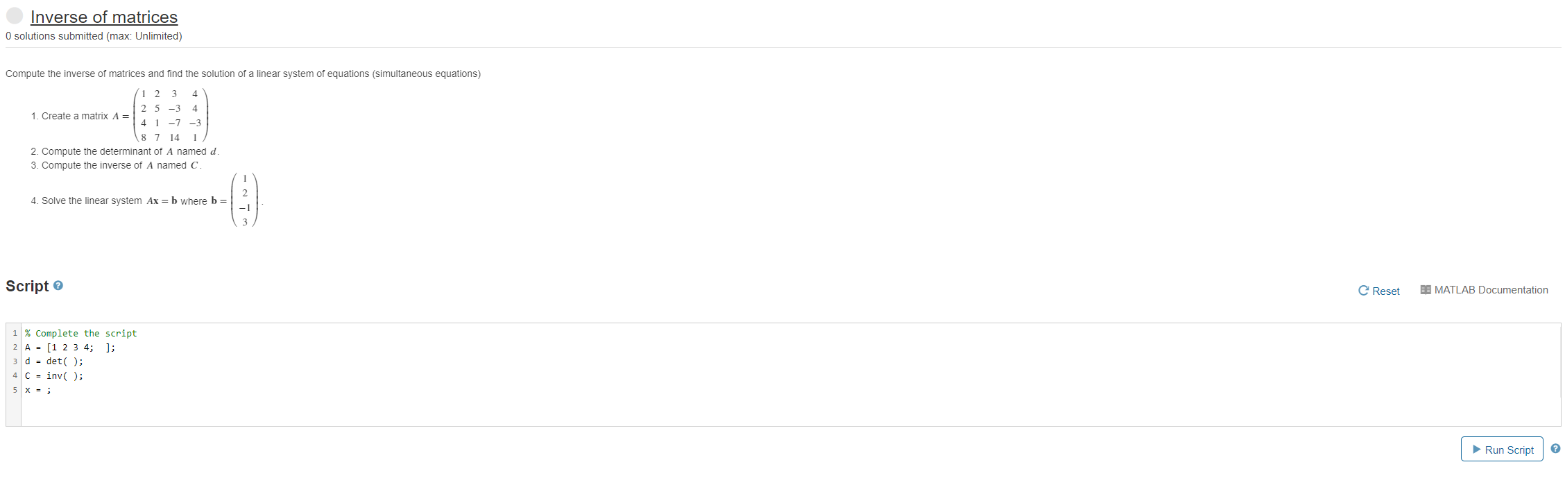 Solved Inverse of matrices O solutions submitted (max: | Chegg.com