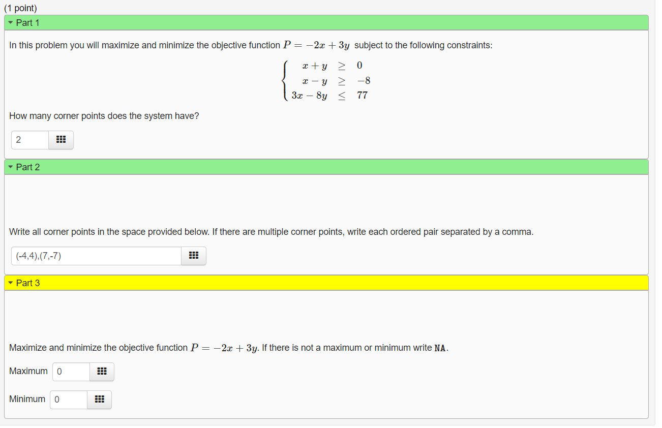 Solved (1 point) - Part 1 In this problem you will maximize | Chegg.com