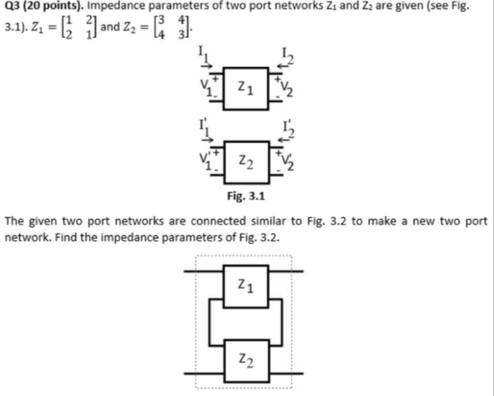 Solved Q3 (20 points). Impedance parameters of two port | Chegg.com