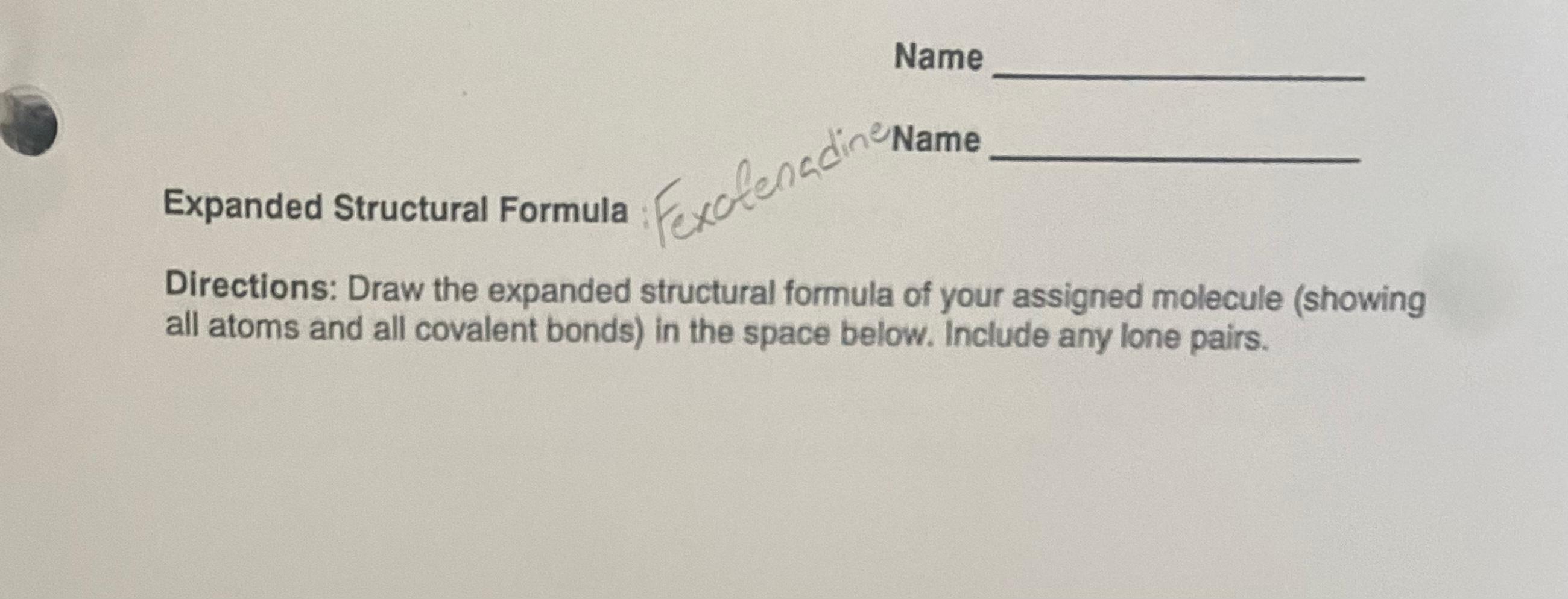 Solved Expanded Structural Formula Directions: Draw the | Chegg.com