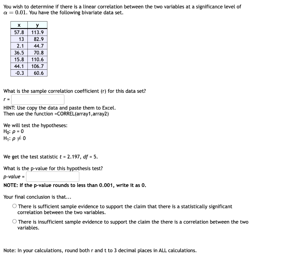 Solved You wish to determine if there is a linear | Chegg.com