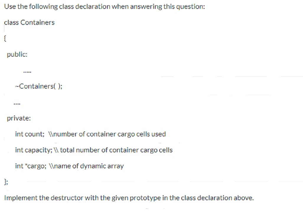 Solved Use the following class declaration when answering | Chegg.com