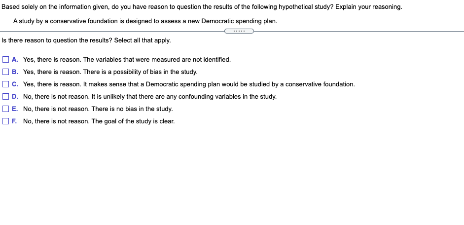 Solved Based solely on the information given, do you have | Chegg.com