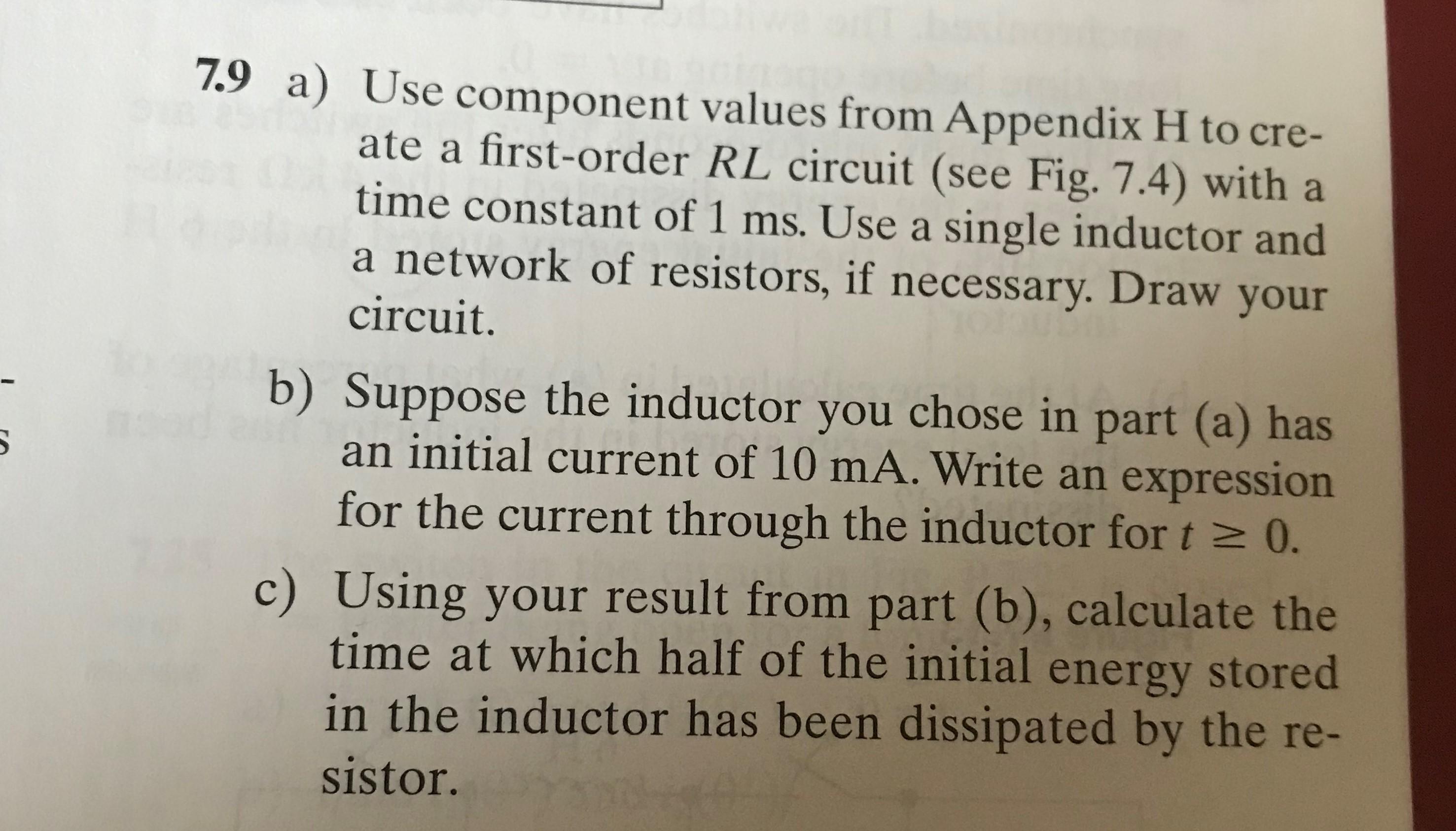 Solved 7.9 a) Use component values from Appendix H to cre- | Chegg.com