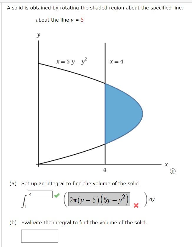 Solved A solid is obtained by rotating the shaded region | Chegg.com