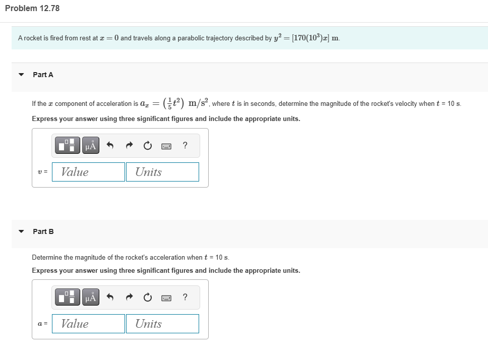Solved Problem 12.78A rocket is ﻿fired from rest at x=0 ﻿and | Chegg.com