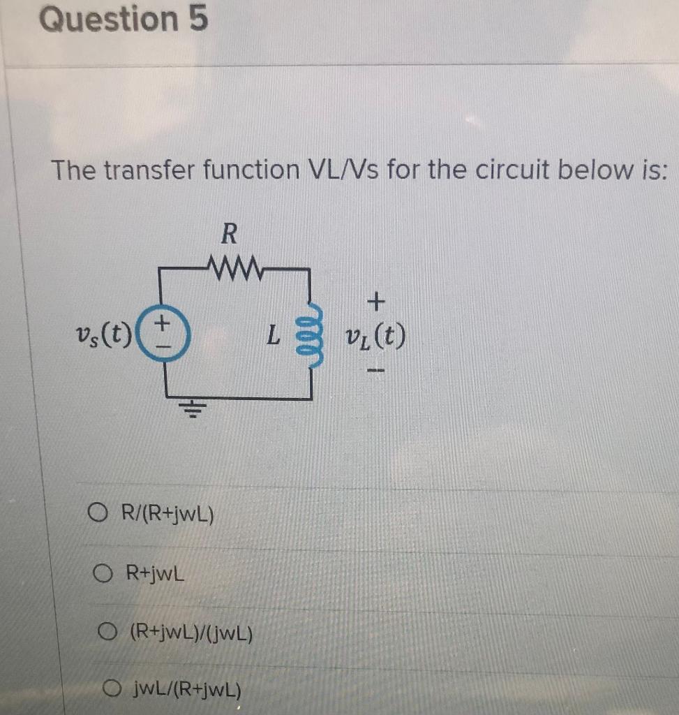 Solved The transfer function VLNs for the circuit below is: | Chegg.com