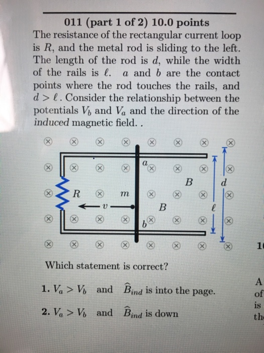 Solved 011 (part 1 of 2) 10.0 points The resistance of the | Chegg.com