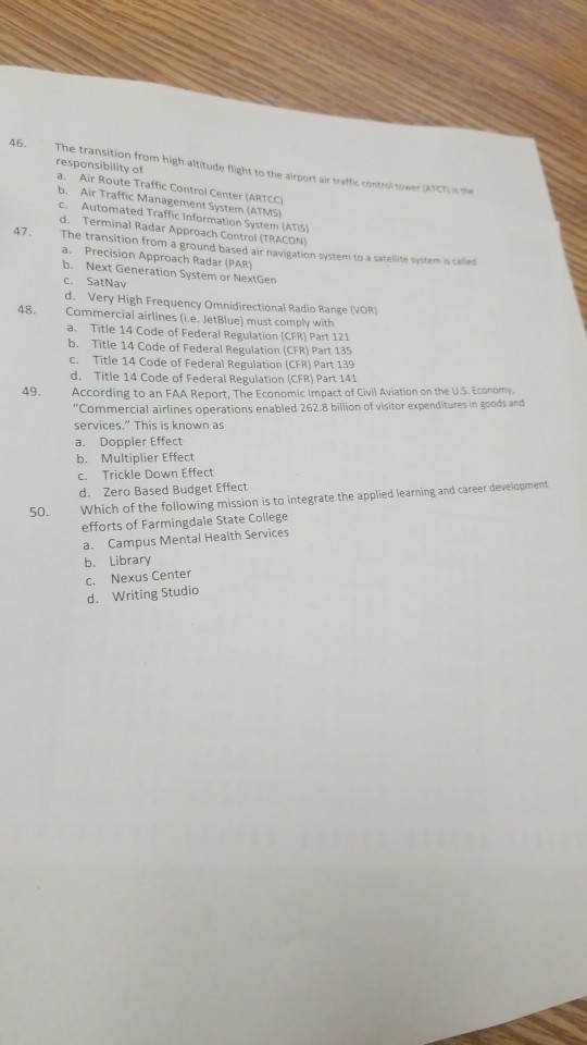 Solved 46. The transition from high altude ight | Chegg.com