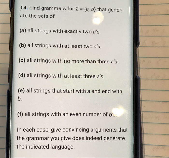 Solved 14. Find grammars for ate the sets of (a, b) that | Chegg.com