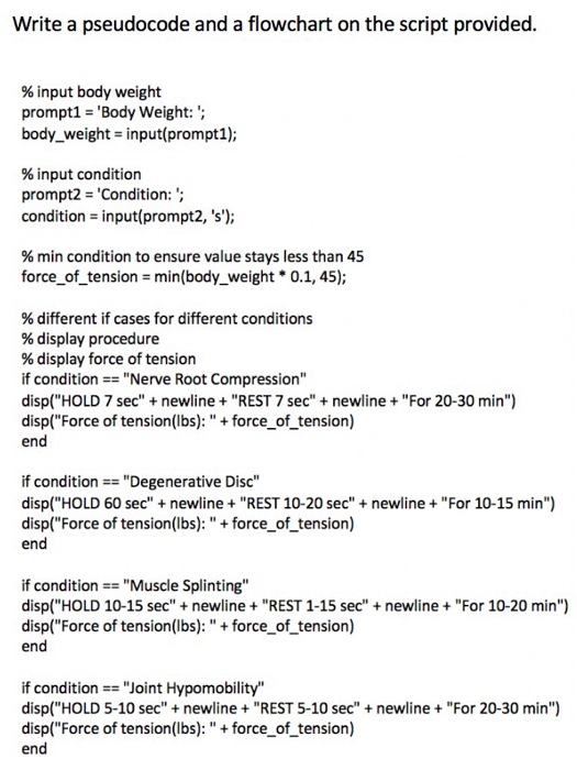 Solved Write a pseudocode and a flowchart on the script | Chegg.com