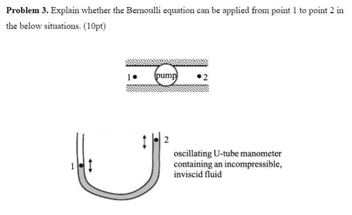 Solved Problem 3. Explain whether the Bernoulli equation can | Chegg.com