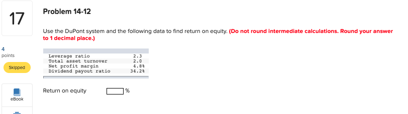 Solved Problem 14-12 Use the DuPont system and the following | Chegg.com