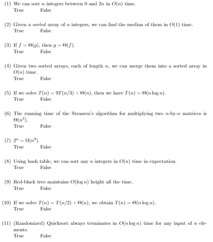 Solved (1) We can sort n integers between 0 and 2n in O(n) | Chegg.com