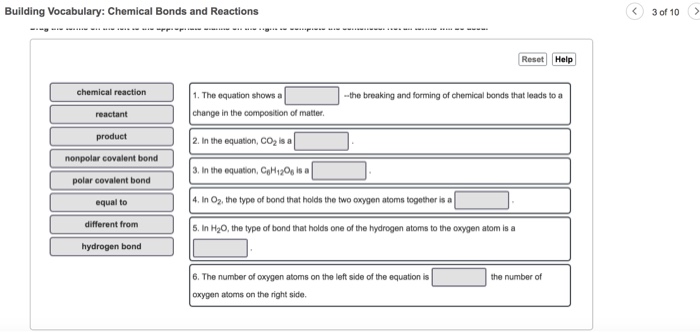 Solved Building Vocabulary: Chemical Bonds and Reactions 3 | Chegg.com