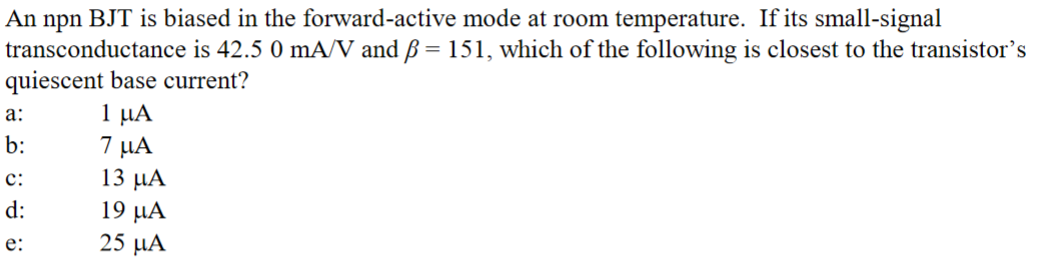 Solved An npn BJT is biased in the forward-active mode at | Chegg.com