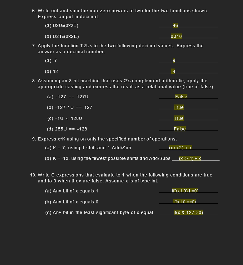 Solved 6. Write out and sum the non-zero powers of two for | Chegg.com