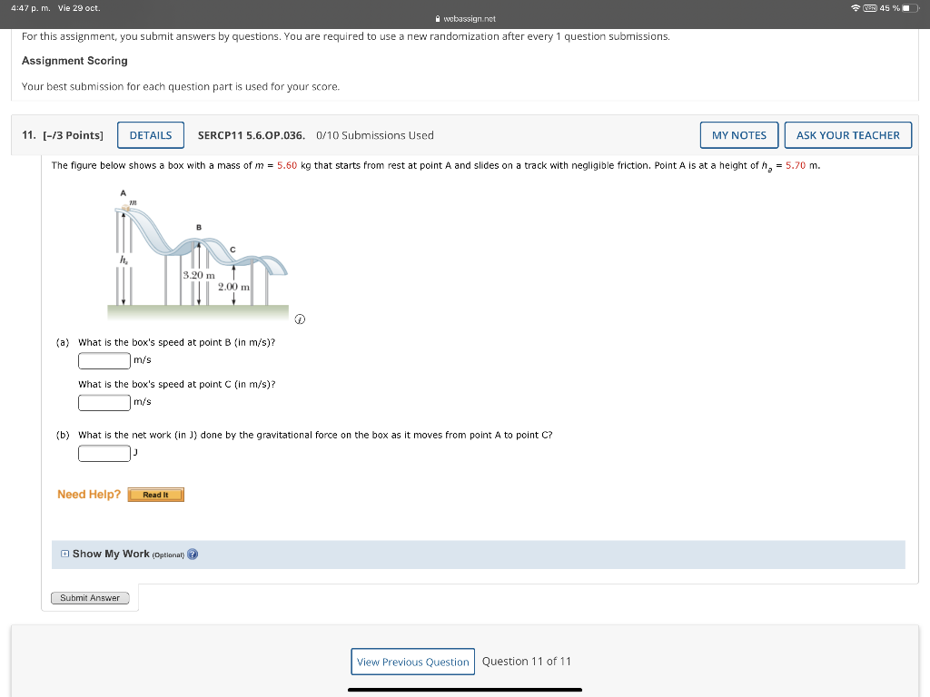 Solved 4:47 p. m. Vie 29 oct. EN 45% A webassign.net For | Chegg.com