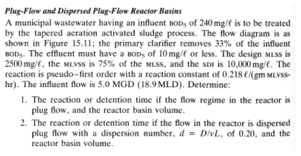 Plug-Flow and Dispersed Plug-Flow Reactor Basins A | Chegg.com