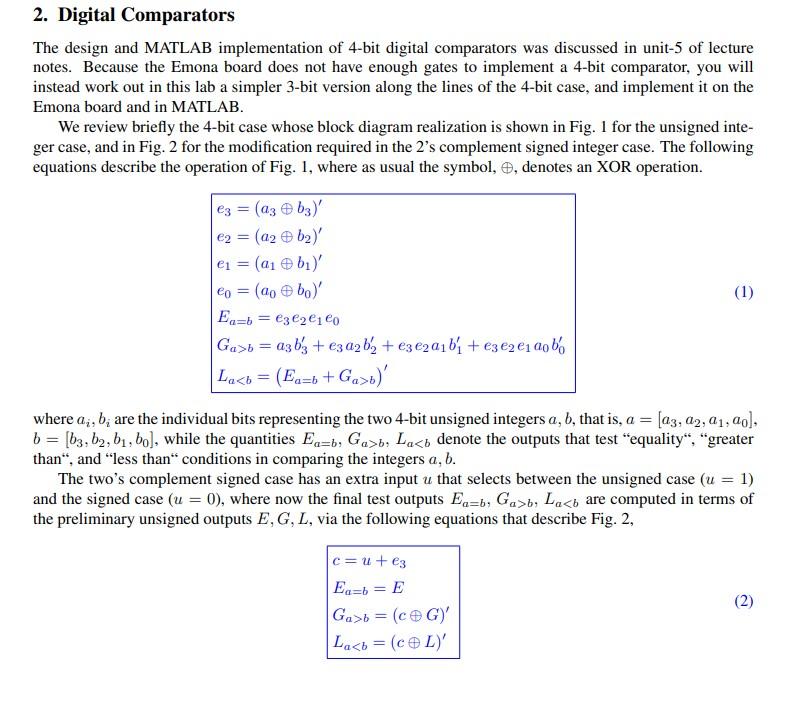 2 Digital Comparators The Design And Matlab