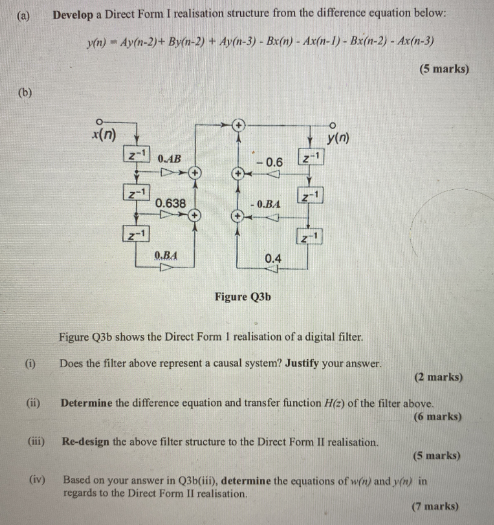 Solved (a) Develop a Direct Form I realisation structure | Chegg.com
