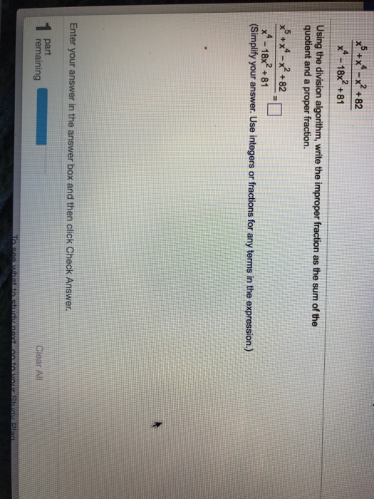 Solved xx x+82 x-18x +81 Using the division algorithm, write | Chegg.com