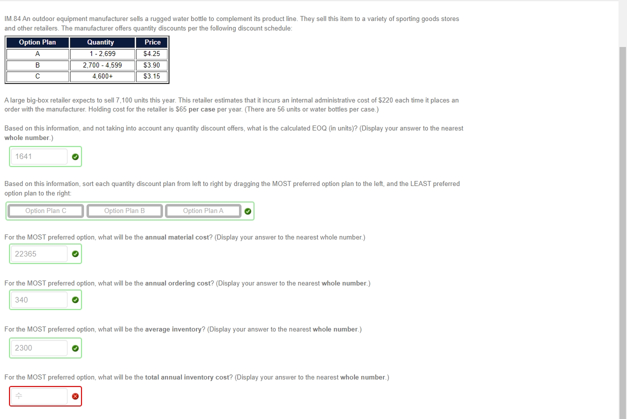 For the MOST preferred option, what will be the total | Chegg.com