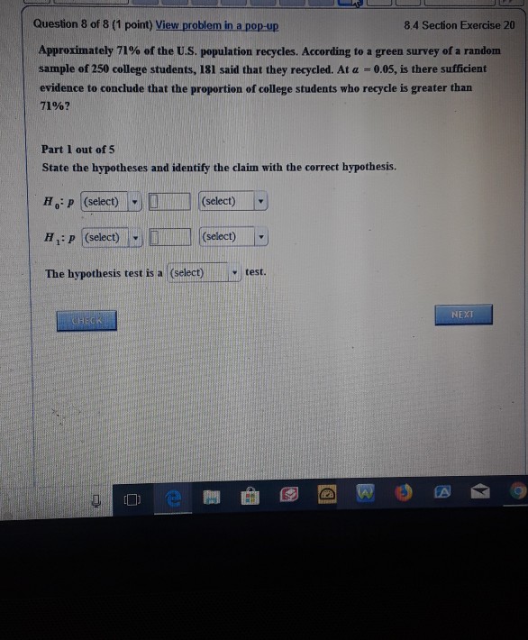 Solved Question 8 of 8 (1 point) View problem in a pop-up 84 | Chegg.com