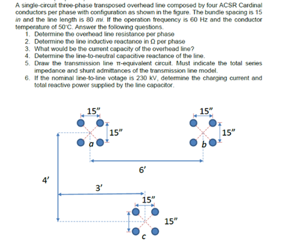 Solved A single-circuit three-phase transposed overhead line | Chegg.com