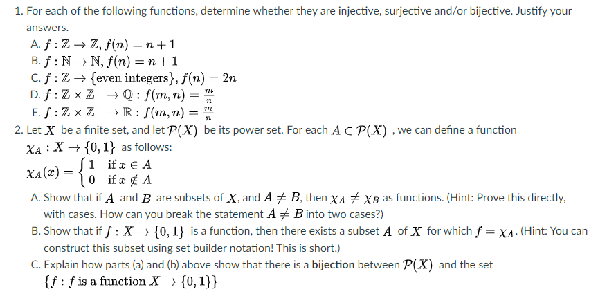 Solved 1. For each of the following functions, determine | Chegg.com