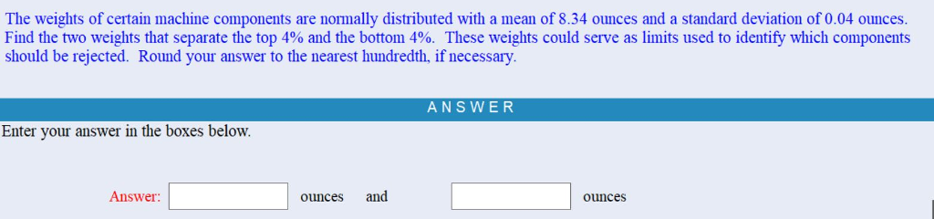 Solved The weights of certain machine components are | Chegg.com