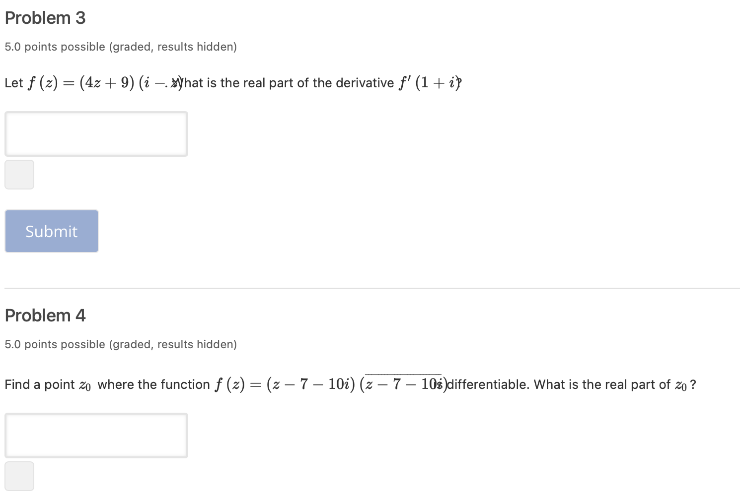 Solved Problem 3 5.0 points possible (graded, results | Chegg.com