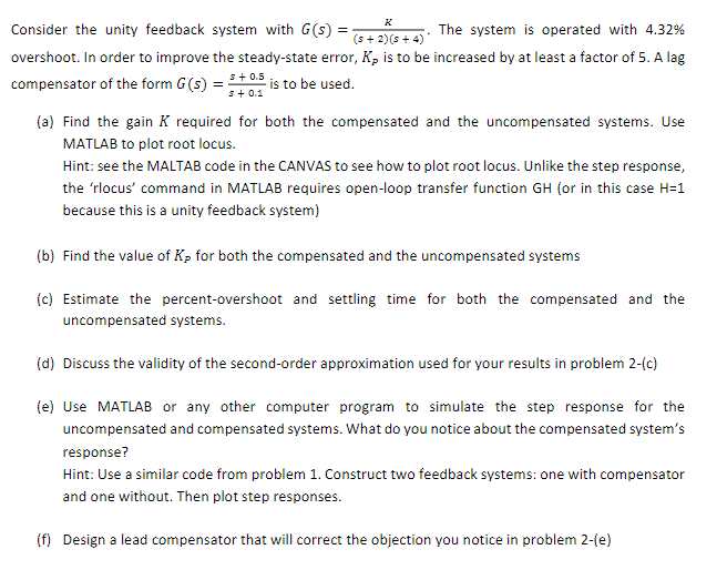 Consider the unity feedback system with \( | Chegg.com