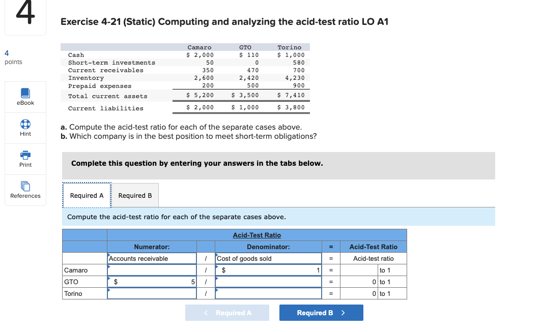 Solved Exercise 4-21 (Static) Computing and analyzing the | Chegg.com