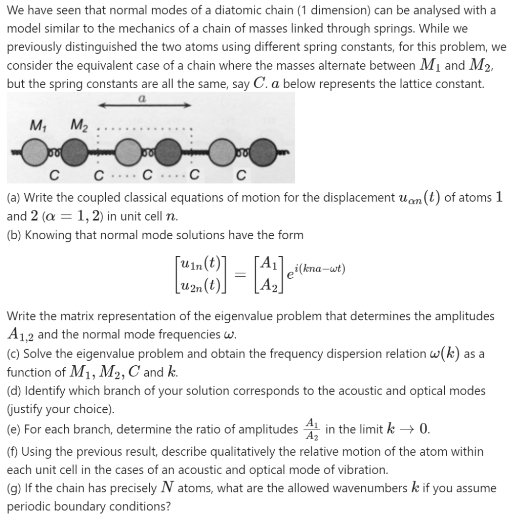 Solved We have seen that normal modes of a diatomic chain ( | Chegg.com