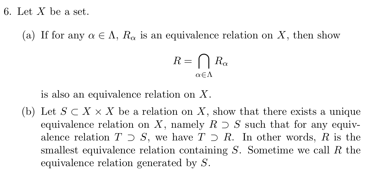 Solved Let X be a set. (a) If for any α∈Λ,Rα is an | Chegg.com