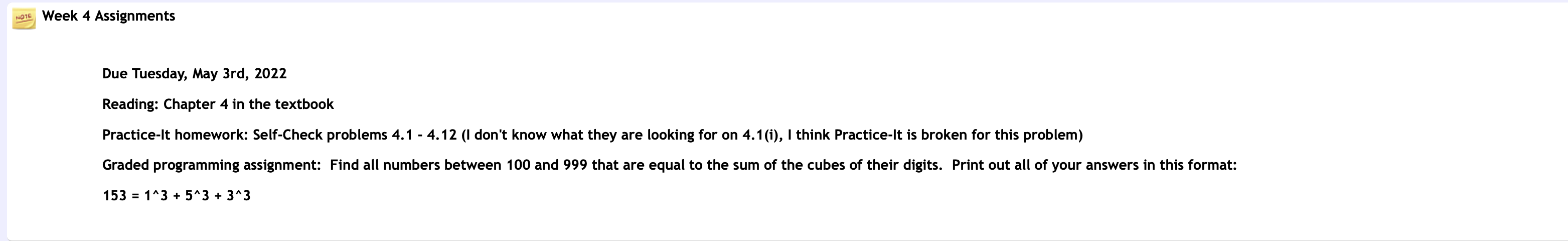 Solved NOTE Week 4 Assignments Due Tuesday, May 3rd, 2022 | Chegg.com