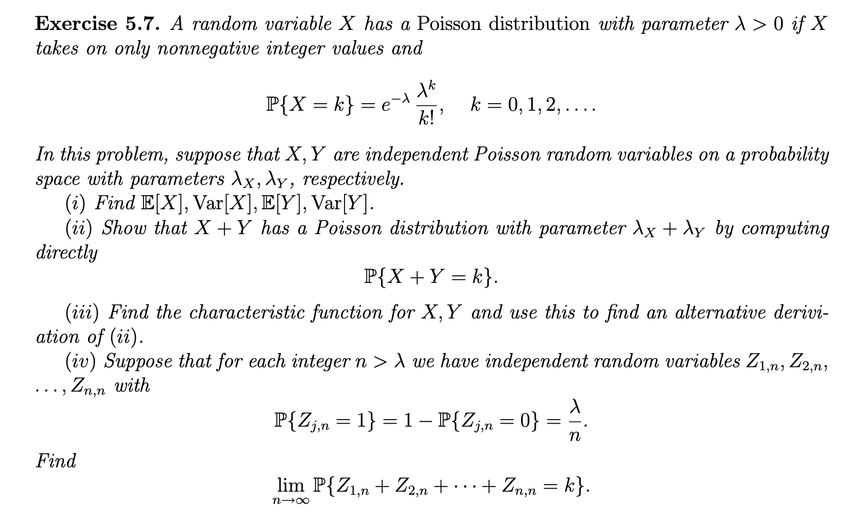 Solved Exercise 5.7. A random variable X has a Poisson | Chegg.com