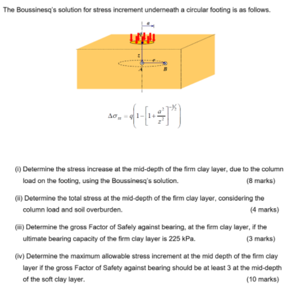 Solved A 4 m diameter circular footing of a structural | Chegg.com