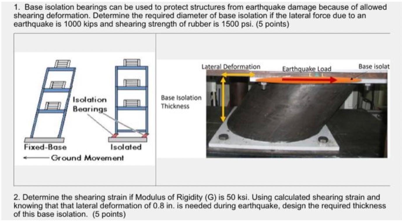 Solved 1. Base isolation bearings can be used to protect | Chegg.com