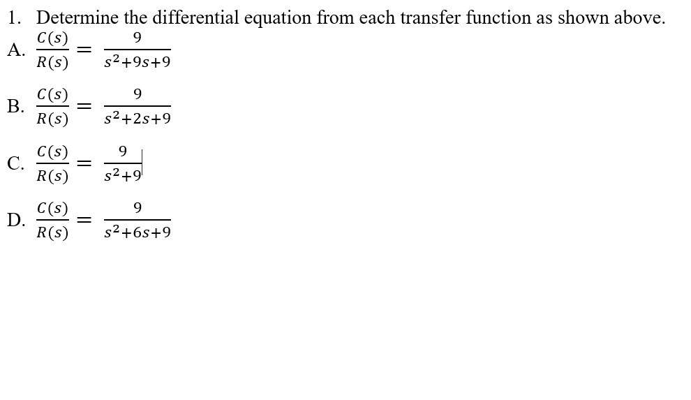 Solved 1. Determine the differential equation from each | Chegg.com
