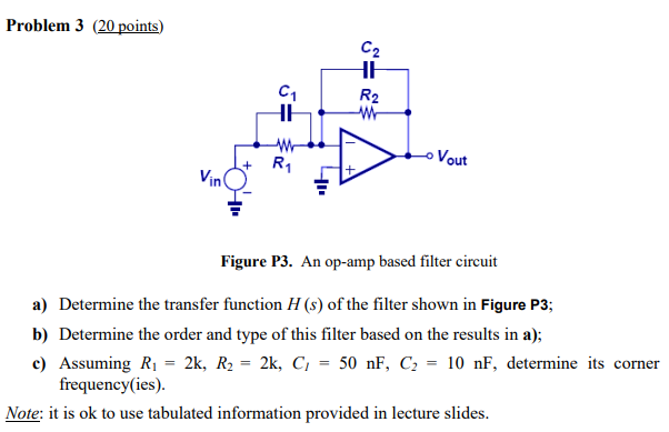 Solved Problem 3 (20 points) Figure P3. An op-amp based | Chegg.com