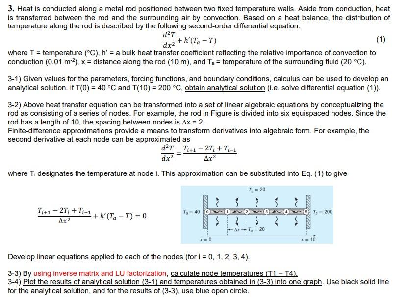 Solved 3. Heat is conducted along a metal rod positioned | Chegg.com