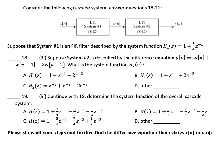 Solved Consider the following cascade system, answer | Chegg.com