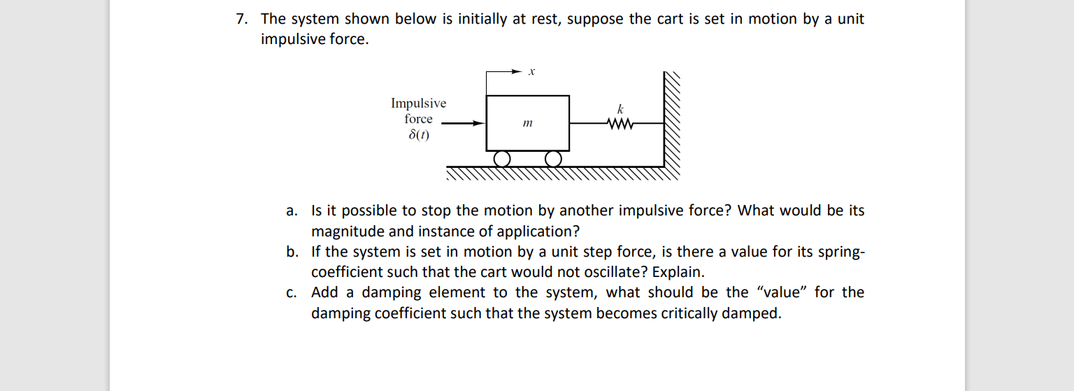 Solved 7. The system shown below is initially at rest, | Chegg.com