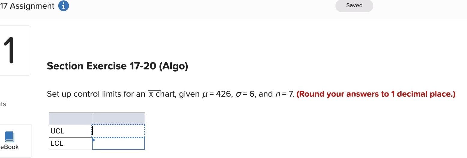 Solved 17 Assignment i Saved Section Exercise 17-20 (Algo) | Chegg.com Solved 17 Assignment i Saved Section Exercise 17-20 (Algo) | Chegg.com